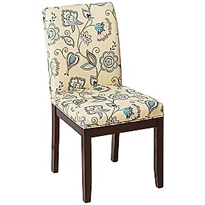 OSP Home Furnishings Dakota Upholstered Parsons Chair with Espresso Finish Wood Legs, Avignon Sky