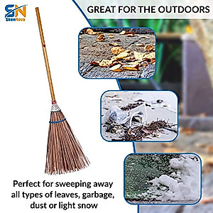 Heavy-Duty Coconut Leaf Stick Broom Outdoor Indoor Commercial Perfect for Lobby Mall Market Floor Garage Courtyard