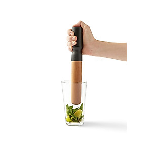 Rabbit 2-in-1 Muddler & Citrus Reamer, Beech Cocktail Muddler, Made from Solid Oiled, Wood/Black