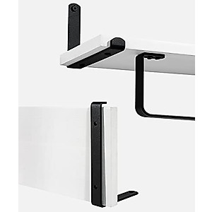 Godimerhea White Floating Shelves with Towel Holder, Modern Wall Mounted Shelf Set of 2, Neutral Wooden Storage for Wall Decorative Hanging Shelf for Bathroom, Kitchen, Living Room