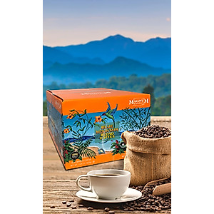 Magnum Exotics Coffee, Blue Mountain Coffee Blend - Light-Medium Roast, Ground Coffee Pods, Single Serve, Made With 100% Arabica Coffee Beans, Freshly Roasted Beans, Mild Acidity - Blue Mountain Blend, 42 Count