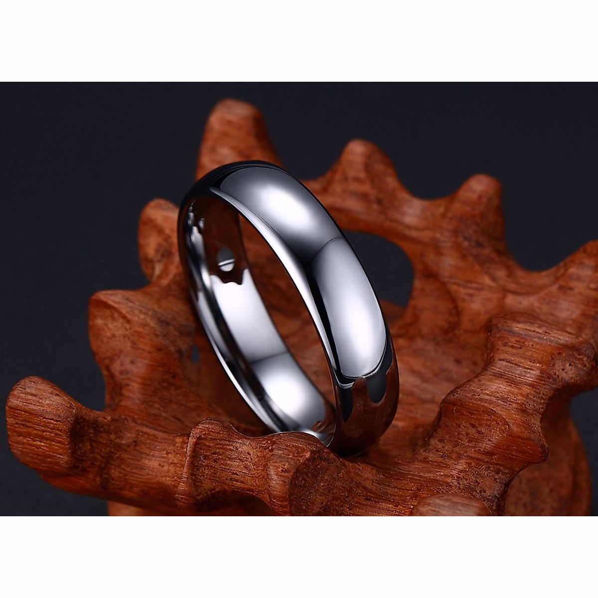 Mealguet Jewelry Free Engraving-Personalized His Hers Domed Plain Simple Tungsten Carbide Wedding Promise Engagement Ring Bands,6mm