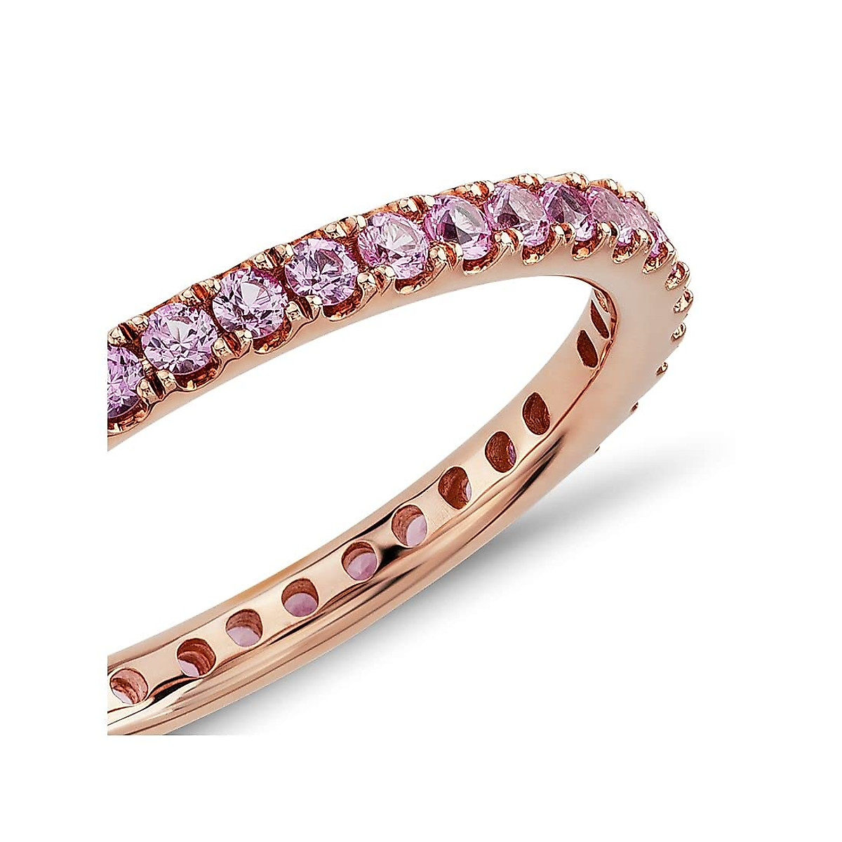 Jewelrygift Created-Pink Sapphire Gtone Band Ring Rose Gold Plated Beautiful Design Luxury gift perfect wedding or for Men and women US Ring Size: 6