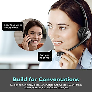 USB Computer Headset with Microphone for Laptop PC,3.5mm Wired Stereo Call Center Headset with Microphone Noise Cancelling, Corded Desktop Headphones with Mic & Mute