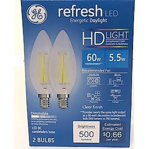 ge 31508 Clear Finish Daylight HD 60w Dimmable Pack 2