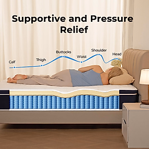 Rolanstar Queen Size Mattress, 12 Inch Foam Hybrid Mattress with Independent Spring, Medium Firm Mattress in a Box, Breathable and Pressure Relief, CertiPUR-US