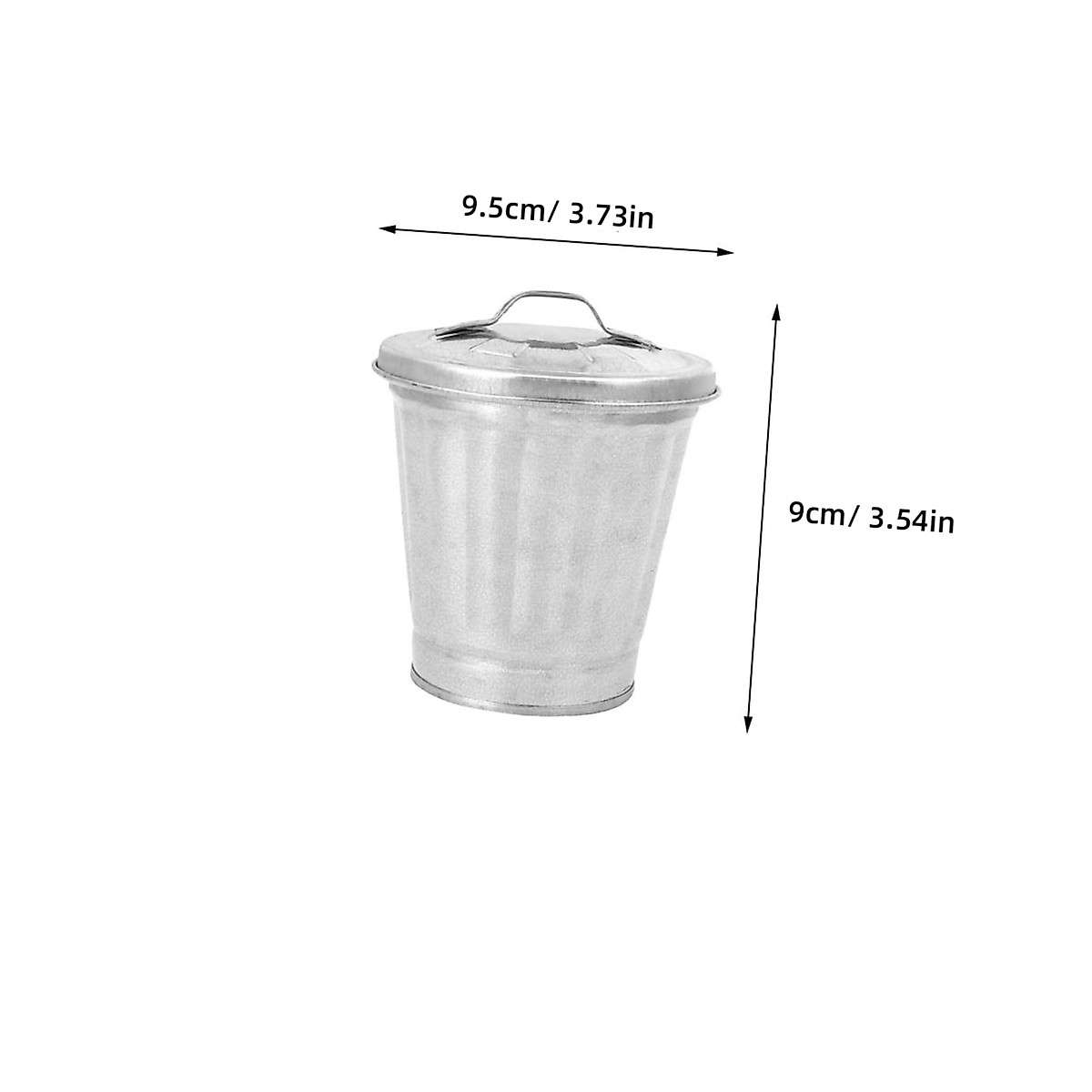 jojofuny Mini Iron Trash Can, Galvanized, As Shown