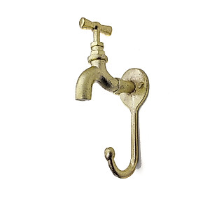 5MOONSUN5 Tap Coat Hook, Heavy Duty Brass Finish, Wall Mounted Vintage Style Collection Tap Single Coat Hook Clothes Rack Wall Hanger, Polish Finish