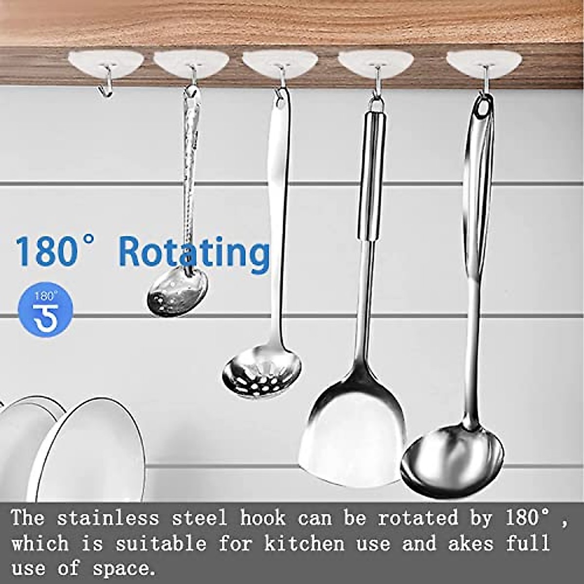 DSSPORT 20Pack Triangular Self Adhesive Hooks, Wall Hooks for Hanging Heavy Duty Self Stick Hooks Kitchen Bathroom Window Ceiling Waterproof and Oilproof Reusable Seamless Hooks
