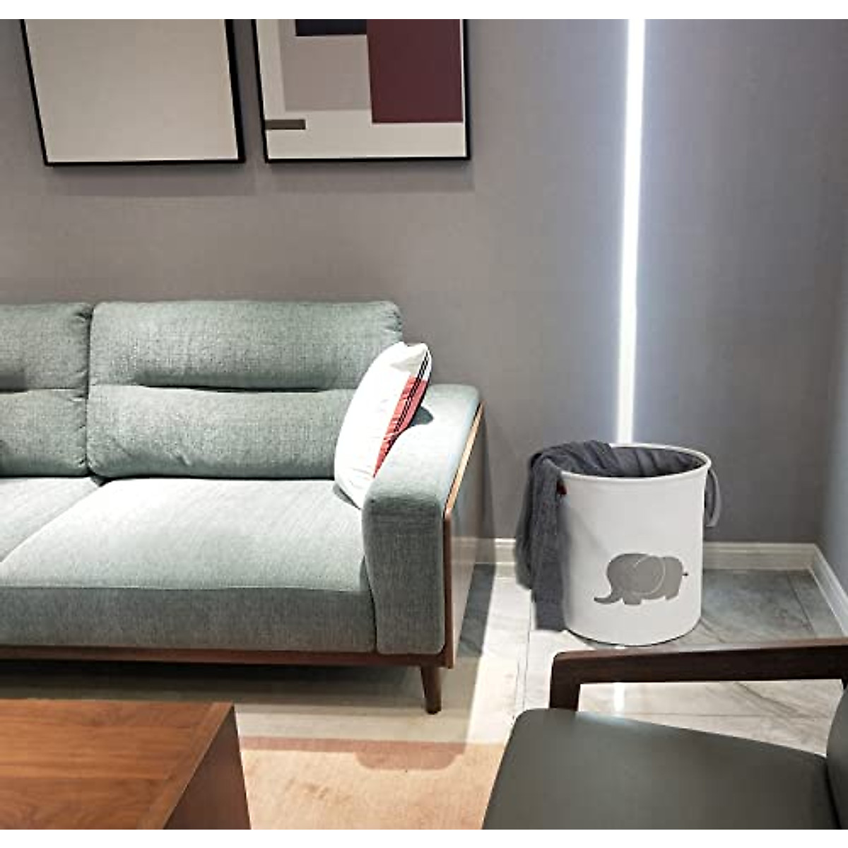 HIYAGON Storage Baskets,Cotton foldable round Home organizer Bin for Baby Nursery,Toys,Laundry,Baby clothing,Gift Baskets(Elephant)