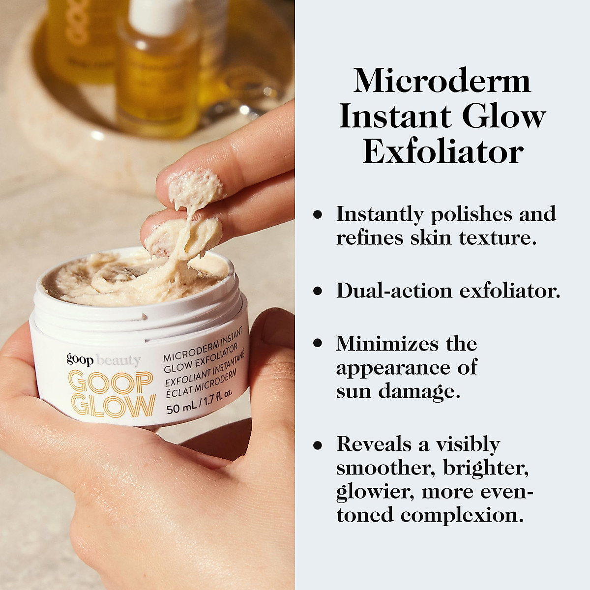 goop Beauty Microderm Exfoliator | Physical & Chemical Exfoliant to Smooth Skin Texture | Exfoliating Minerals & Glycolic Acid | At-Home Microdermabrasion | Silicone & Paraben Free | 0.5 fl oz