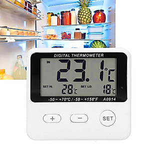 Walfront Digital Freezer Thermometer Battery Powere Universal Refrigerator Temperature Measuring Alarm Console with Probe for Kitchen Home Restaurants Bars, Thermostat