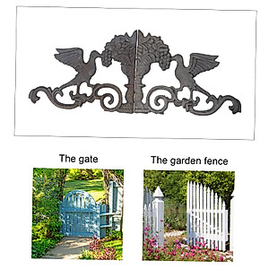 Garneck 1 Pair wooden door wrought iron decorate door hardware door handles black The fence heavy Garage cabinet hinges set iron door handle black cast iron flower plate earth tones