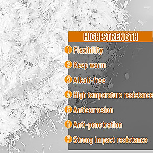 Frienda 8.8 Lb 1/4" Chopped Fiberglass Fibers Strands, E-Glass Fibers for Cement 6 mm, 9 mm Mortar Concrete Reinforcement Anti Seepage Anti Cracking Milled Glass Fiber for Building Wall Garden Floor