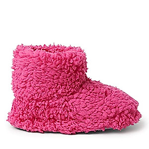 Dearfoams Kids Tate Washable Fuzzy Bootie Slipper, Paradise Pink, US 7-8 Unisex Toddler