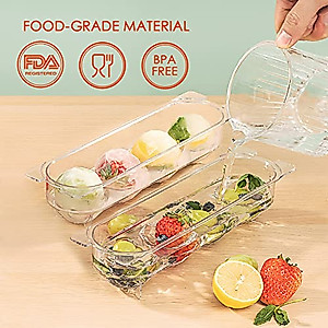 Combler Ice Molds, Ice Cube Tray for Freezer, 2 Inch Large Ice Cube Molds for Cocktails Whiskey Bourbon, Diamond Ice Ball Maker Mold, Round Ice Cube Mold Set of 2, With Tong & Storage Bag Gifts