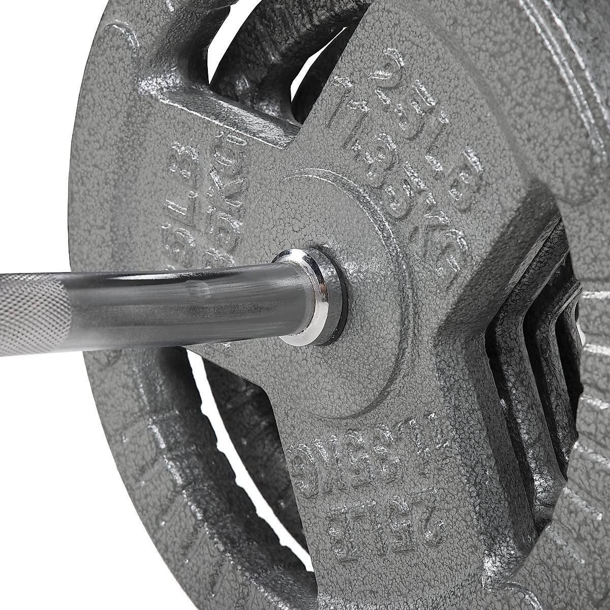 Signature Fitness Cast Iron Standard Weight Plates Including 5FT Standard Barbell with Star Locks, 95-Pound Set (85 Pounds Plates + 10 Pounds Barbell), Multiple Packages, Bar Only, Chrome