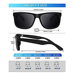 KALIYADI Sunglasses Men Polarized Sun glasses for Mens Womens Classic Matte Black Frame UV Protection 3pack(Grey/Green/Orange)