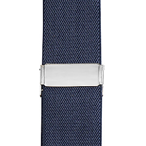 Buyless Fashion Suspenders For Men - 48" Adjustable Straps 1 1/4" - Y Back With Clips And Buttons - 5120-Navy