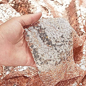 Rose Gold Sequin Fabric Roll for Sewing, Quilting Supplies (15 Feet)