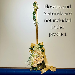 BMart Home Vietnamese Broom Long Handle, Indoor and Outdoor Broom to Sweep & Clean Floors, Sturdy Wooden Handle for Strength & Durability, Decoration Idea, Wedding Broom - 9.84'' Width, 47.44" Length