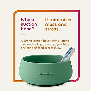numnum Suction Bowls | Extra Strong Suction | Non-Slip Design | Durable 100% Food Grade Silicone BPA-Free | for Babies & Toddlers 4 months+, 2 Baby Bowls (Blue/Glacier Green)