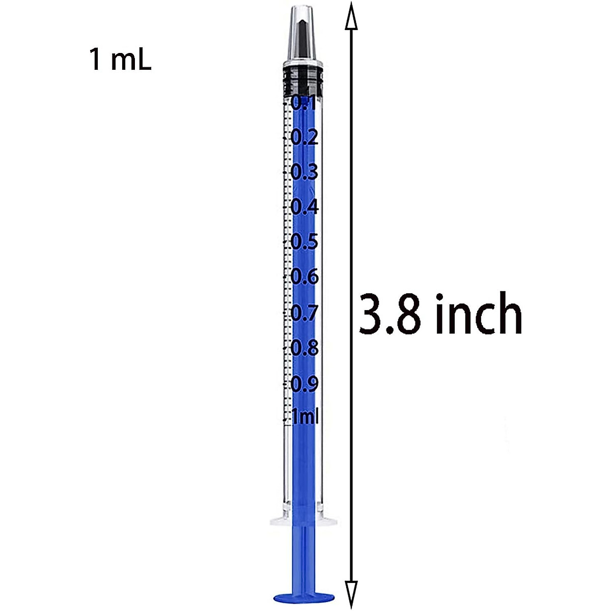 Blue 50 Pcs 1ml 1cc Plastic Syringe No Needle Syringe for Pets Oral, Refilling, Oil or Glue Applicator, Measuring or Transfering Tiny Amount of Liquids, Without Cap