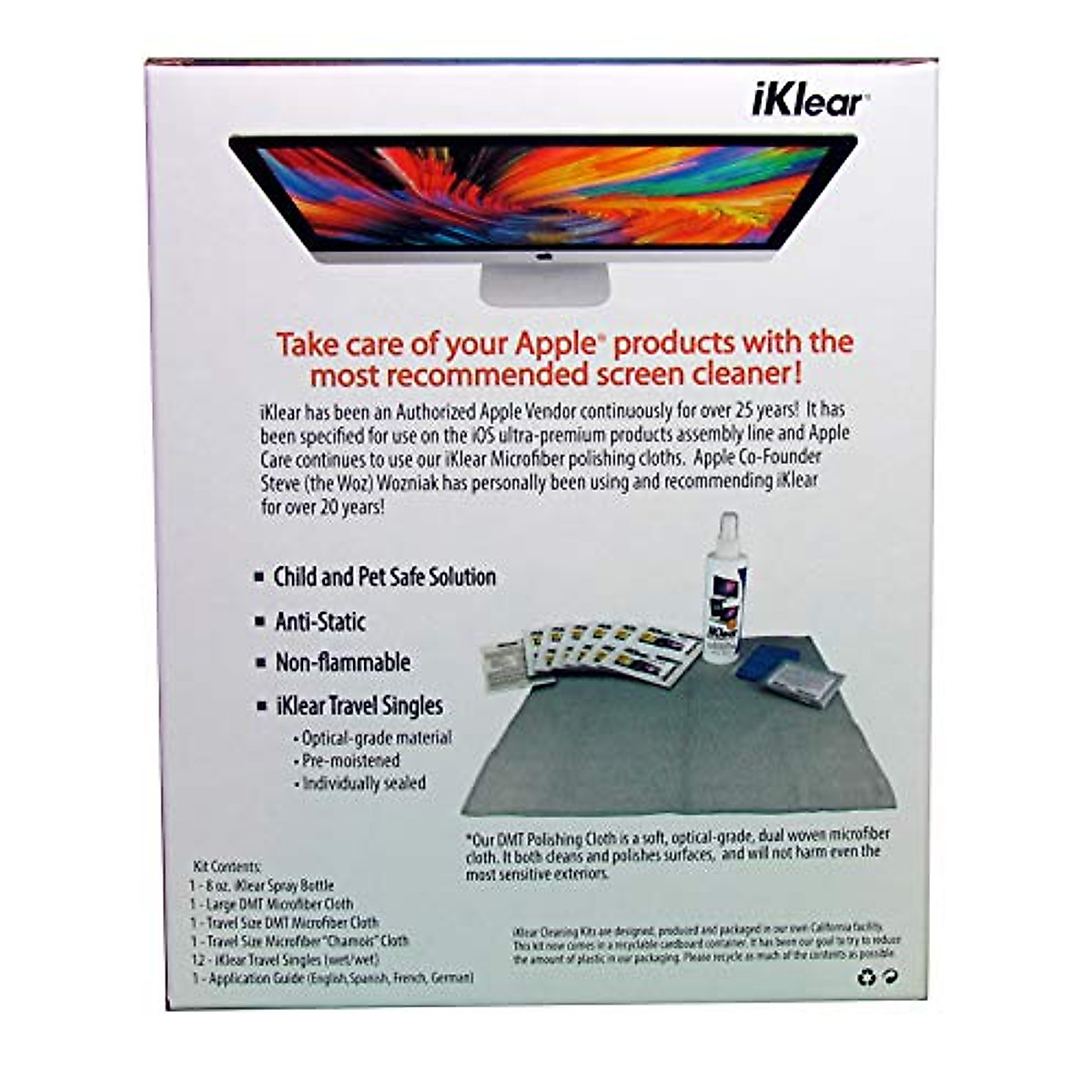 The Original Premium iKlear Screen Cleaner Kit For Iphone, Ipad, Imac, Gaming Monitor, Large Screen TV’s, Included With DMT Cloth MADE IN THE USA