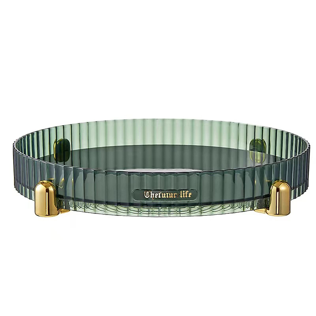 WOWOHA Lazy Susan Cabinet Organizer for Countertop, Spice Rack, Kitchen, Bathroom, Makeup,360 Degree Rotating Turntable Organizer (Green-Transparent)