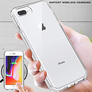 APLO iPhone 8 Plus Case, iPhone 7 Plus/6 Plus Case with Screen Protector, Clear 360 Full Body Coverage Hard PC & Soft Silicone TPU 3in1 [Certified Military Protective] Shockproof Phone Cover, Clear