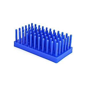 QWORK Test Tube Rack, Plastic Spike Drying Rack Holds, 2 Pack, 66-Position, for 12-16 mm Tubes, Blue