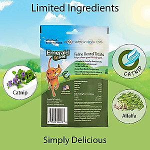 Emerald Pet 6 Pack of Catnip Feline Dental Treats, 3 Ounces Each, Grain-Free Cat Treats Made in The USA