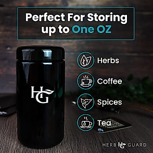 Herb Guard - Airtight Jar (1 Oz) and Smell Proof Container (500 ml) Comes with Humidity Pack to Keep Goods Fresh for Months