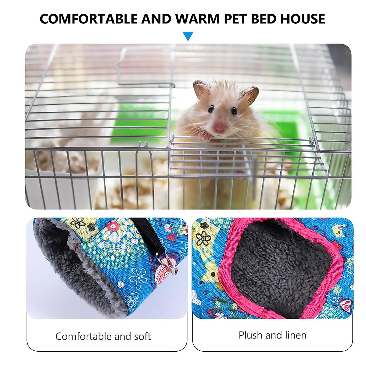 POPETPOP Cage Playing for Sleeping Swing Ferret Rat Pet Nest House Tunnel- Small Hanging Flannel Rabbit Accessories Toy Glider Pig Guinea Bag Bed Squirrel