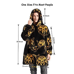 Lushforest Wearable Blanket oversized Hoodie, Super Warm and Cozy Sherpa Fleece Hooded body Sweatshirt Blanket, Thick Flannel Blanket with Elastic Sleeves and Giant Pocket for Women Adults Men Teens