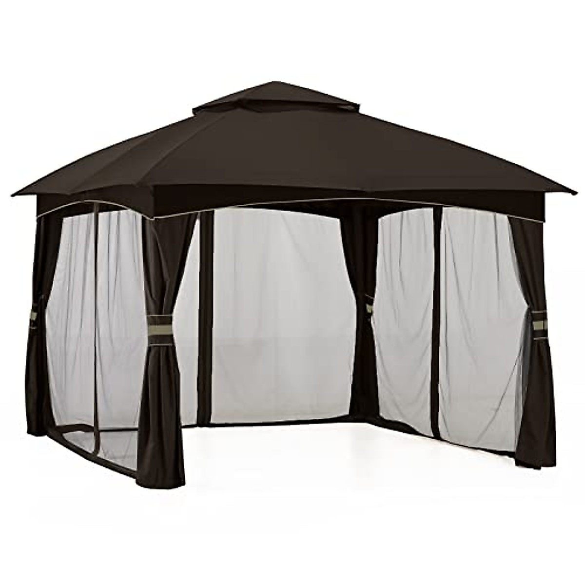 MASTERCANOPY Outdoor Patio Gazebo for Garden with Upgrade Steel Frame and Netting Walls (10x10,Brown)