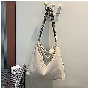 Corduroy Crossbody Bag For Women Shoulder Bags Handbag Purse Schoolbag Tote Bag Hobo Bag Large Fashion (creamy-white)