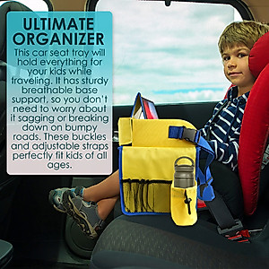 LoveAmoo Kids Travel Tray, Organizer, Toddler Car Seat, Lap Tray, Snacks Table & Dry Erase Board in Car for Child Road Trip Travels (Boys and Girls)