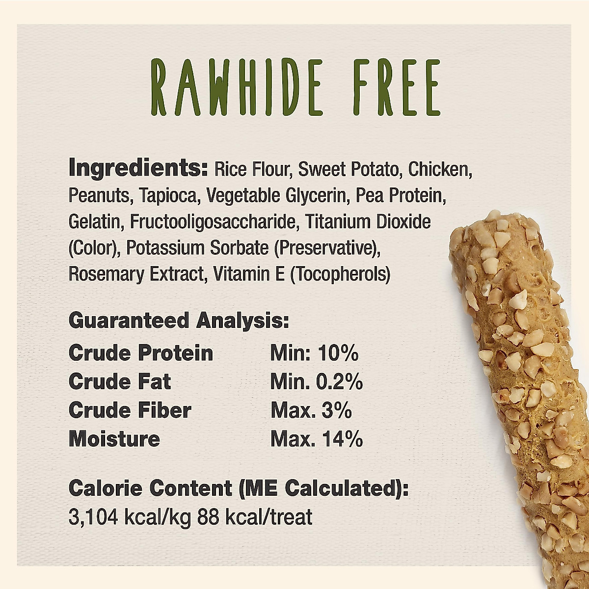Cadet Smart Hide Rawhide Free Dog Treats – Peanut Coated, 2 Count