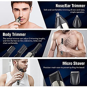 VIKICON Beard Trimmer for Men, All in 1 Mens Grooming Kit with Travel Case, IPX7 Waterproof Electric Razor Shavers, Hair Trimmer for Nose Mustache Face Body, Cordless Clippers, Gifts for Men, FK-8688T