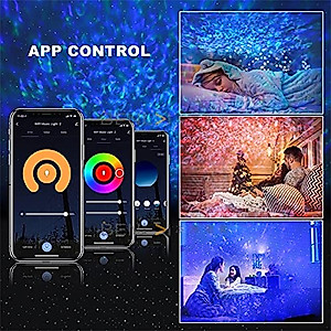 Galaxy Light Projector, Star Projector Night Light Bluetooth Music Speaker Starry Light Projector for Bedroom Kids Decor Party Ceiling, Work with Alexa & Google Asistant Smart WiFi Remote Control