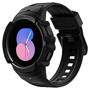 Spigen Rugged Armor Pro Designed for Samsung Galaxy Watch 5, Galaxy Watch 4 Band with Case Protector 40mm (2022/2021) - Black