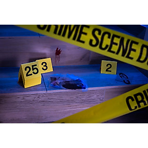 Crime Scene Decorations Kit, Crime Mystery Dinner Party Game Supplies, Includes Crime Scene Tape, 25 Yellow Evidence Markers, 25 Crime Object Cards