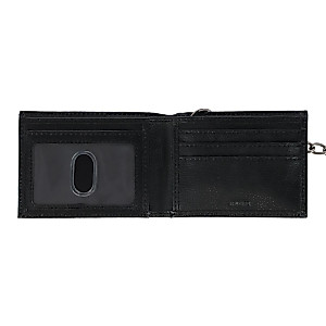 Dickies Men's Leather Slimfold Wallet With Chain Black