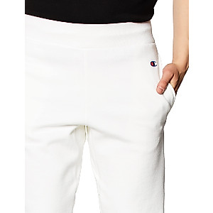 Champion Men's 10 Inch Reverse Weave Cut-Off Shorts, Block Logo, White, Medium