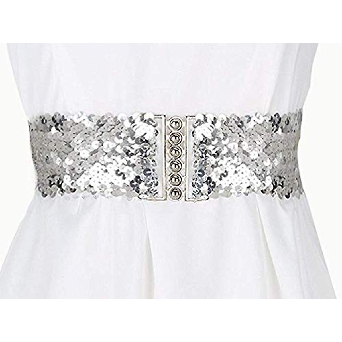 CRIZAN Womens Sequins Dance Dress Belly Chain Body Chain Jewelry (red gold silver)