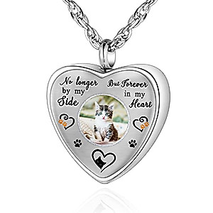 XIUDA Personalized Photo Urn Necklace for Cat Ashes Custom Photo Ashes Necklace Pet Cremation Jewelry for Women Memorial Cremation Necklace for Men
