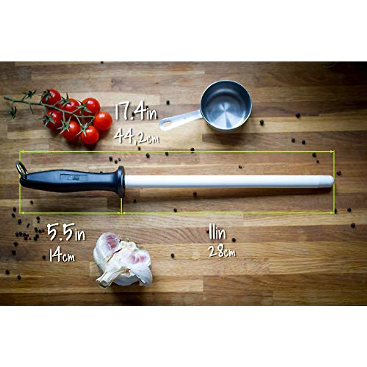 Green Elephant Ceramic Sharpening Rod, Lightweight & Highly Durable 11-Inch Shatterproof Ceramic Honing Rod For Professional Chefs and Home Cooks
