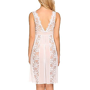 Avidlove Babydoll Lingerie for Women Sexy Long Nightgowns Sheer Bridal Nighty White, XL