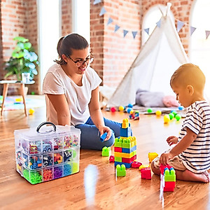3-layer Stackable Craft Storage Containers - Plastic Craft Box Organizer With 30 Adjustable Compartments And Handle - Portable Beads Organizers And Storage For Arts And Crafts, Toy, Washi Tapes, Nail